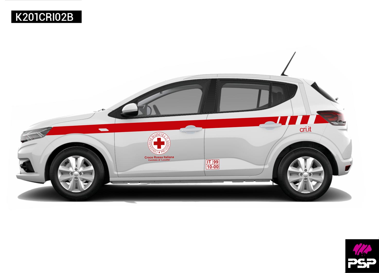Kit adesivi livrea completa CROCE ROSSA ITALIANA per automedica DACIA SANDERO - Psp Automotive
